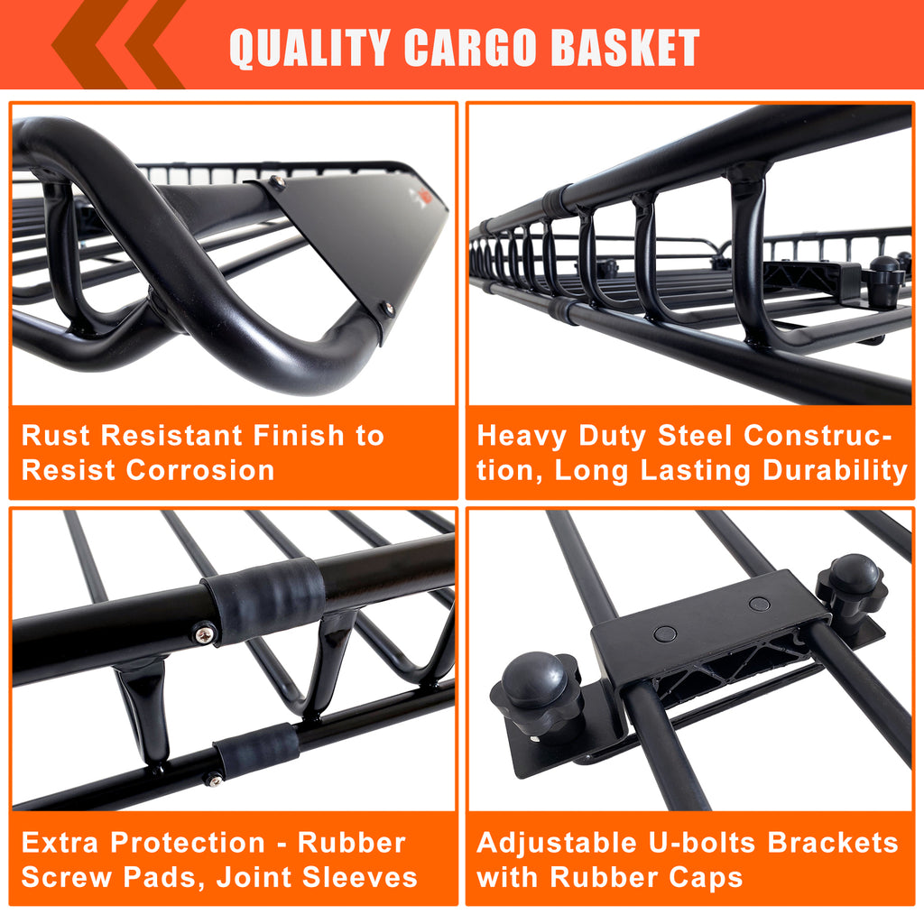 MeeFar Roof Top Rack 51" x 36" x 5" Cargo Carrier Basket & 15 Cubic ...