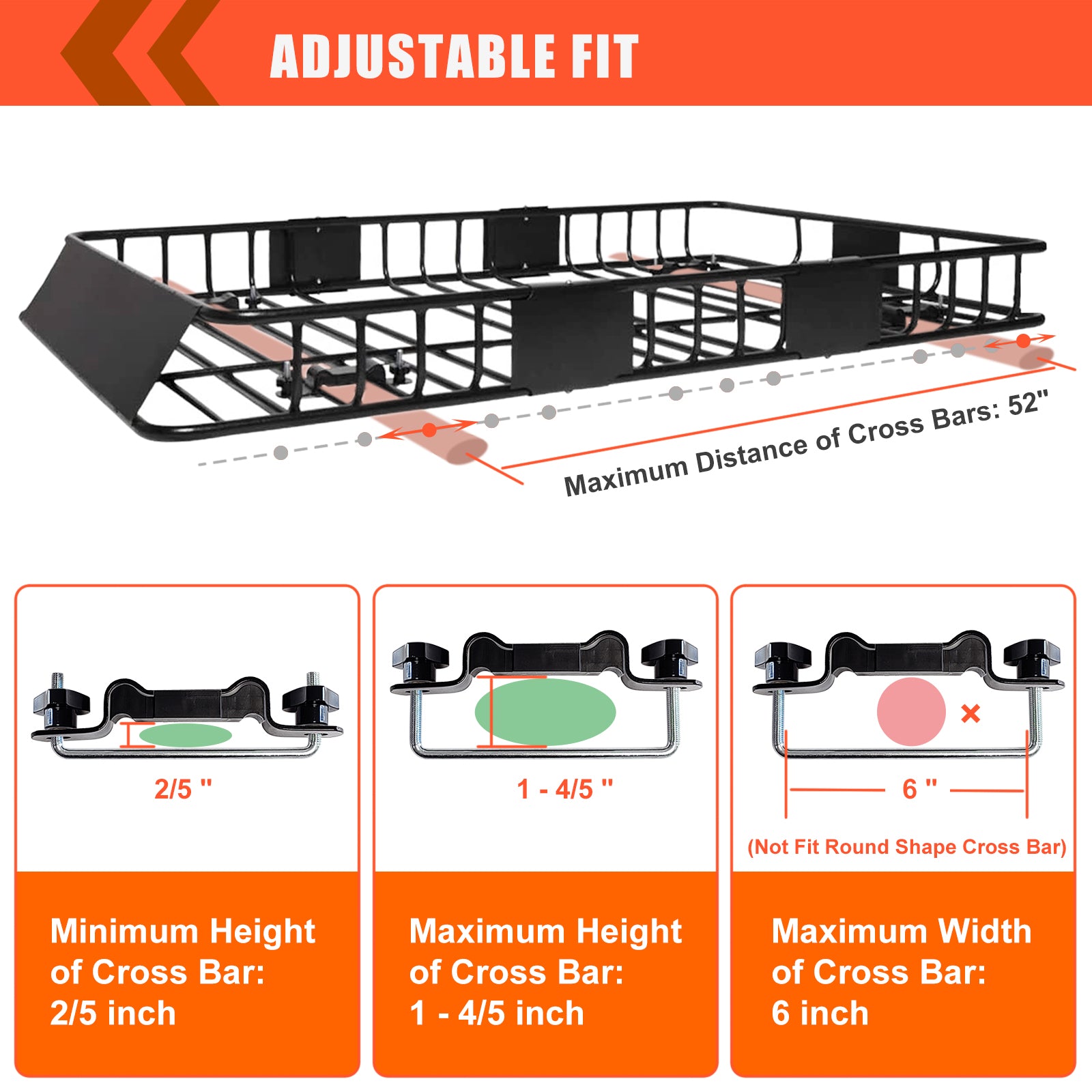 MeeFar Roof Rack Carrier Basket Universal Rooftop 65" X 39" X 6" Larg
