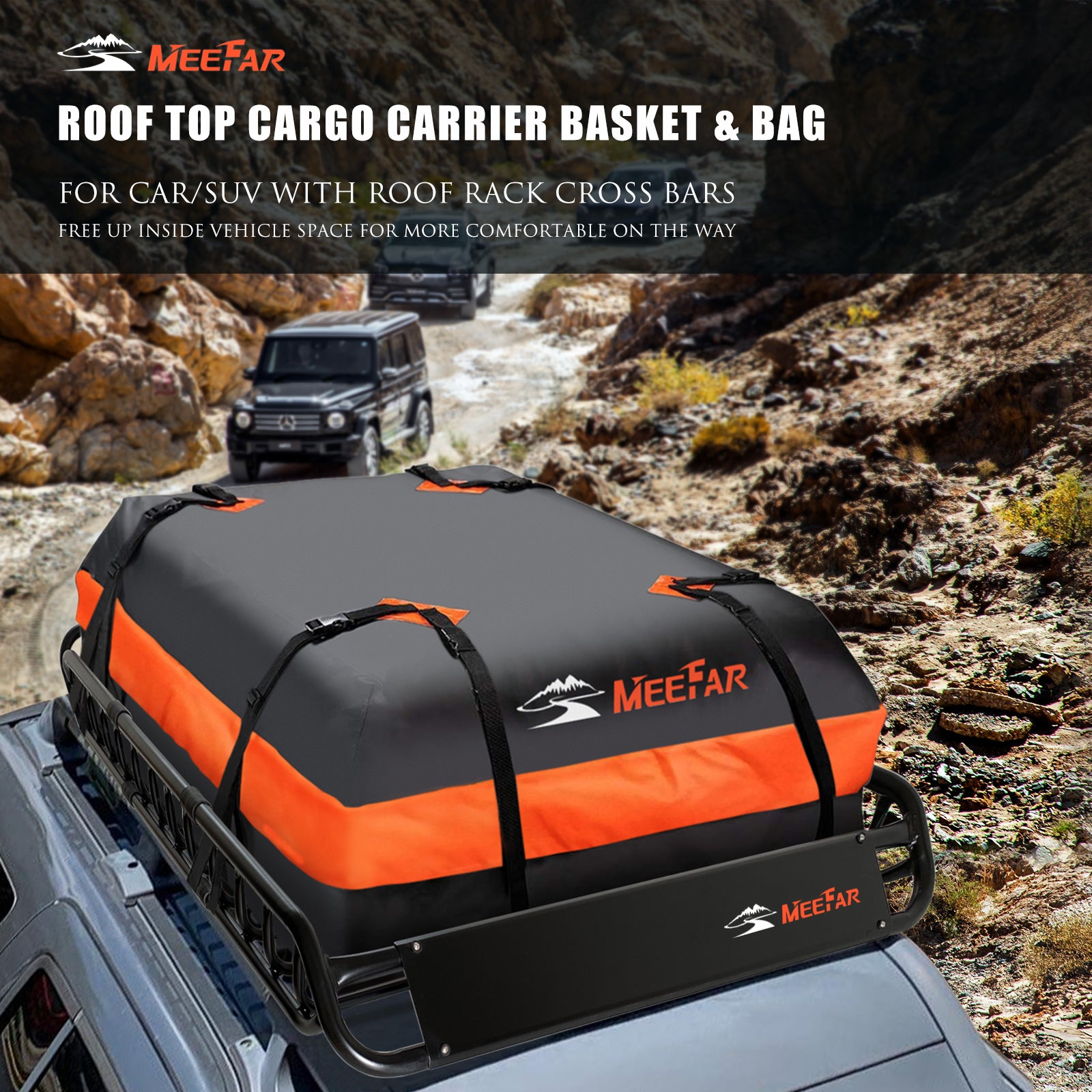 MeeFar Roof Top Rack 51" x 36" x 5" Cargo Carrier Basket & 15 Cubic ...