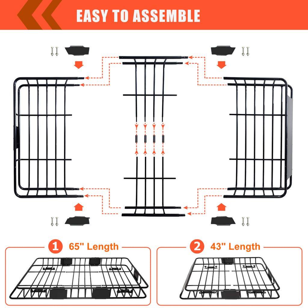 MeeFar Roof Rack Carrier Basket Universal Rooftop 65" X 39" X 6" Larg