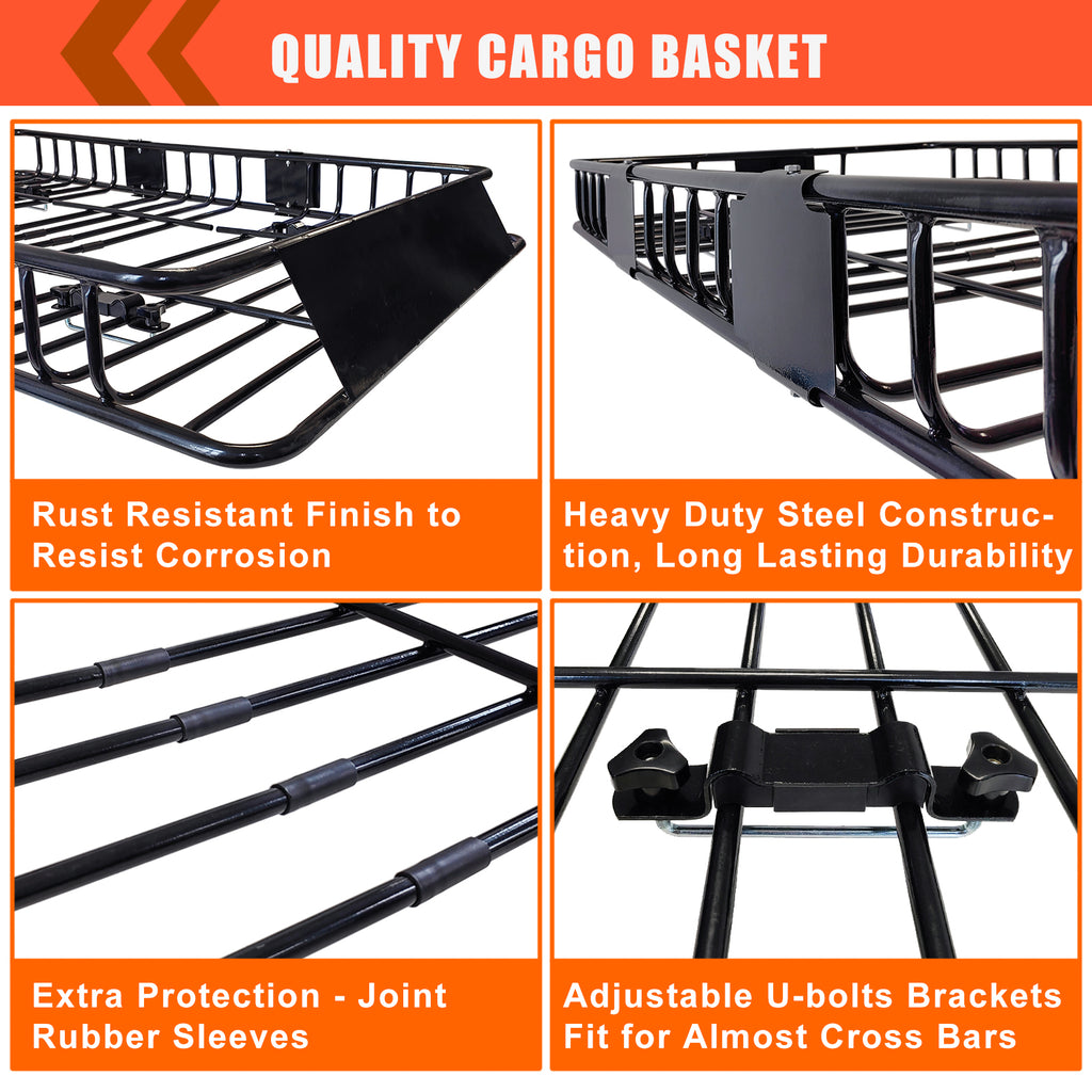 MeeFar Roof Rack Carrier Basket Universal Rooftop 65" X 39" X 6" Larg